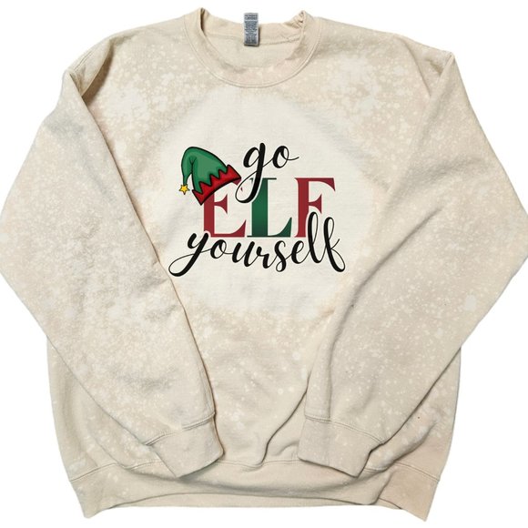 Daugherty Design Co. | Tops | Bleach Dyed Go Elf Yourself | Poshmark